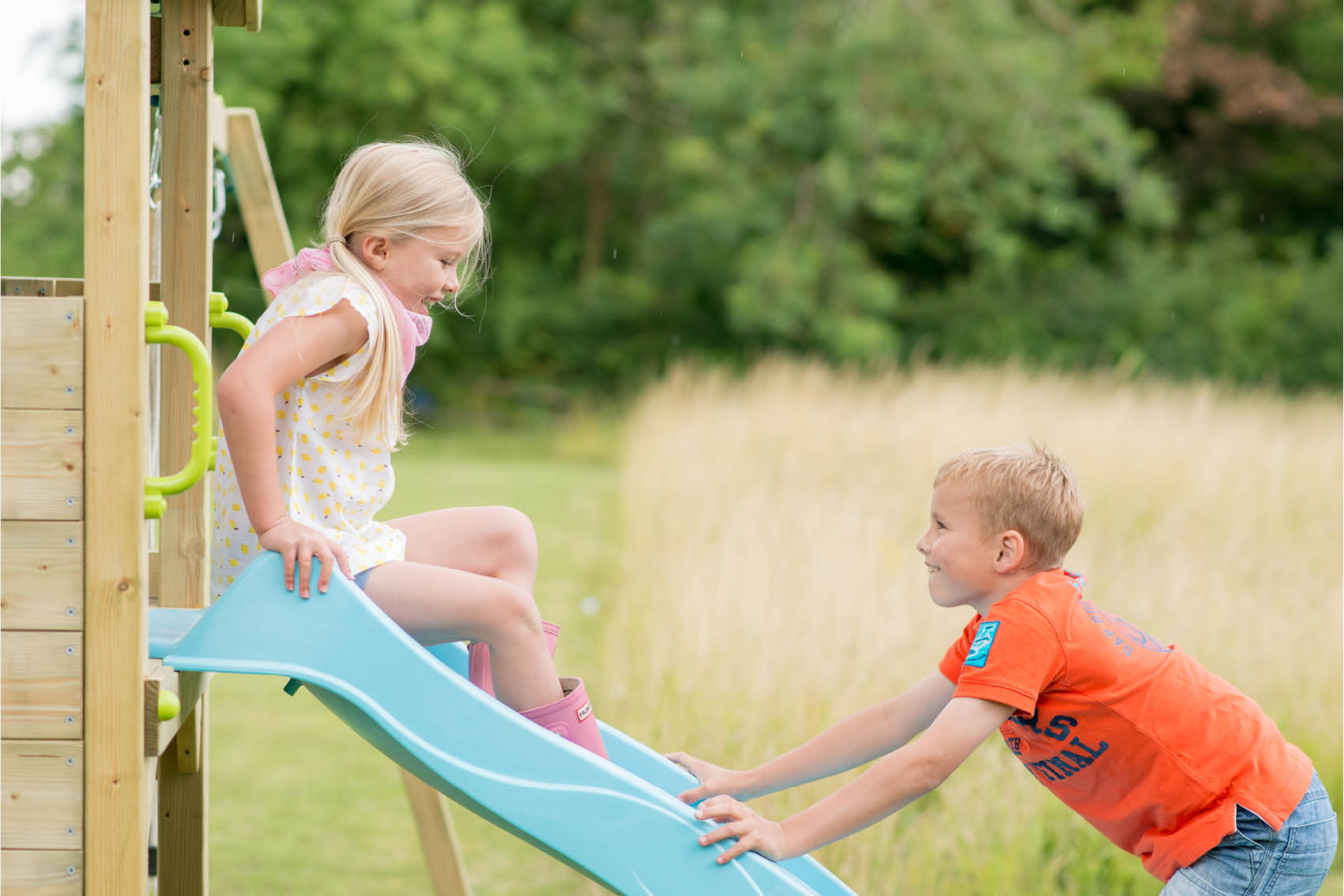 Lookout Tower Wooden Climbing Frame with Swings - Plum Play